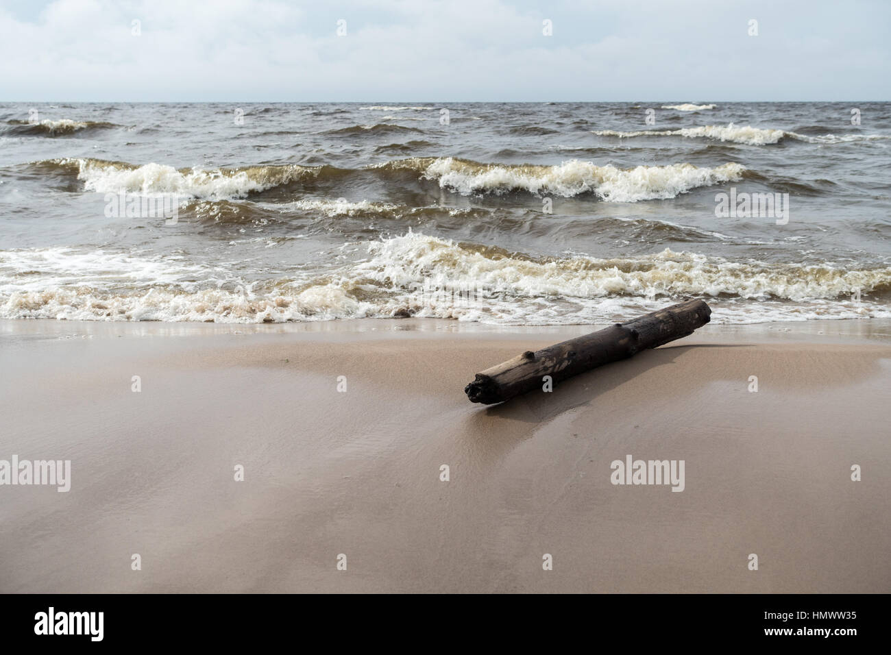log of wood in stormy sea Stock Photo - Alamy