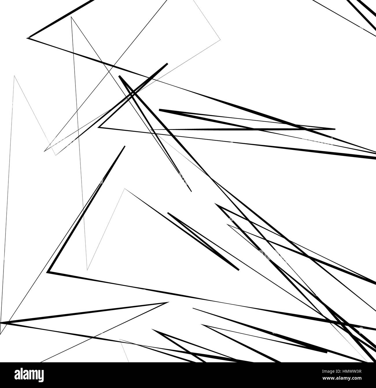 Geometric art with random, chaotic lines. Abstract monochrome ...