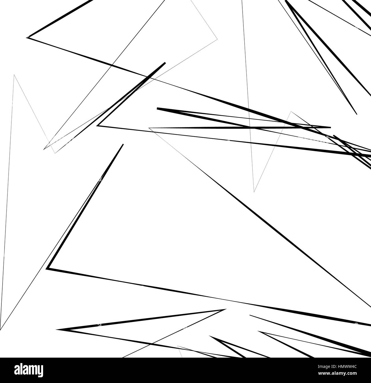 Geometric art with random, chaotic lines. Abstract monochrome ...