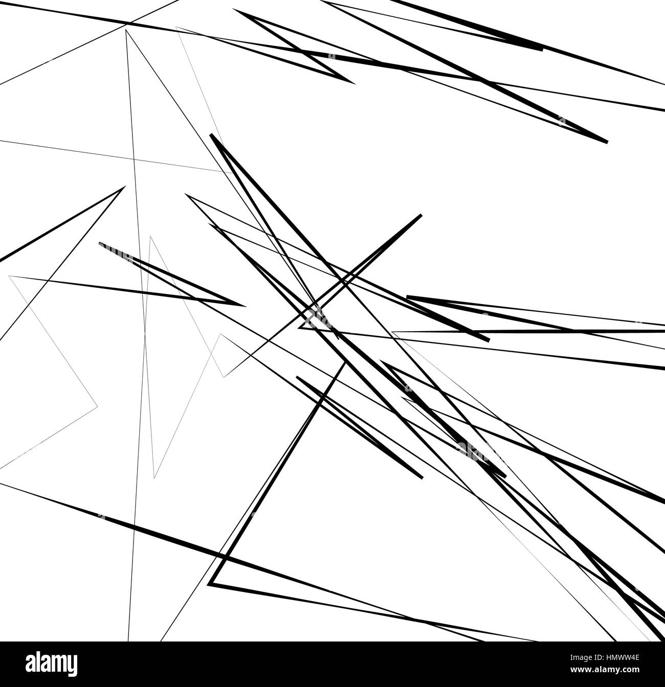 Geometric art with random, chaotic lines. Abstract monochrome ...
