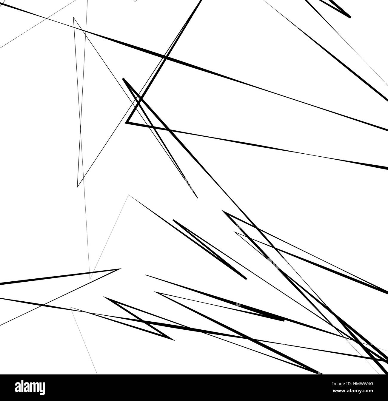 Geometric art with random, chaotic lines. Abstract monochrome ...