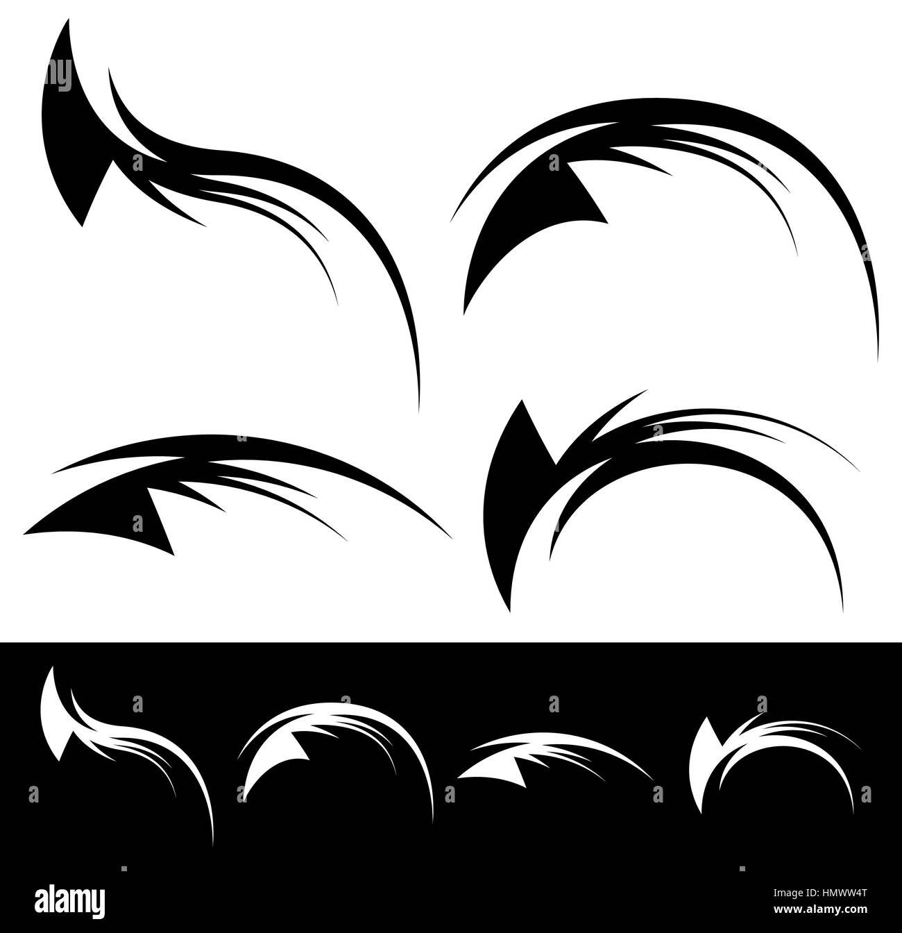 Tribal like tattoo elements - Dynamic swooshes, swirls Stock Photo - Alamy