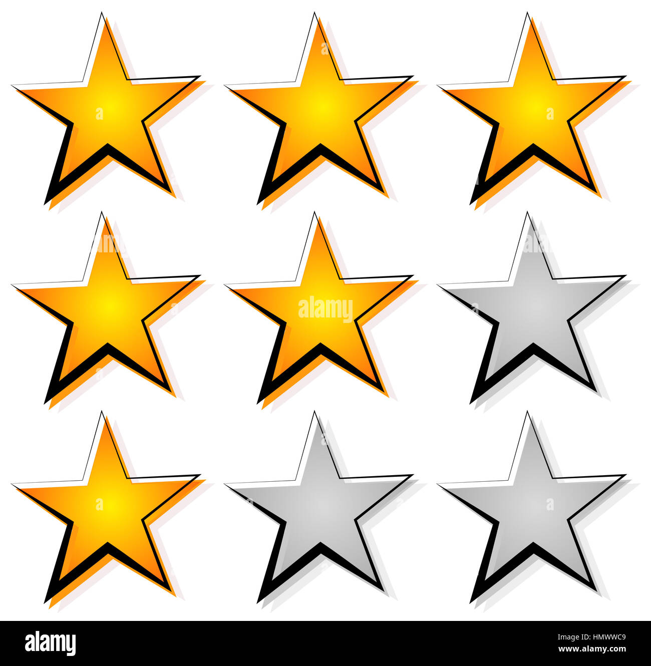 Star rating with 3 stars. Icon set for guality, rating, value concepts ...