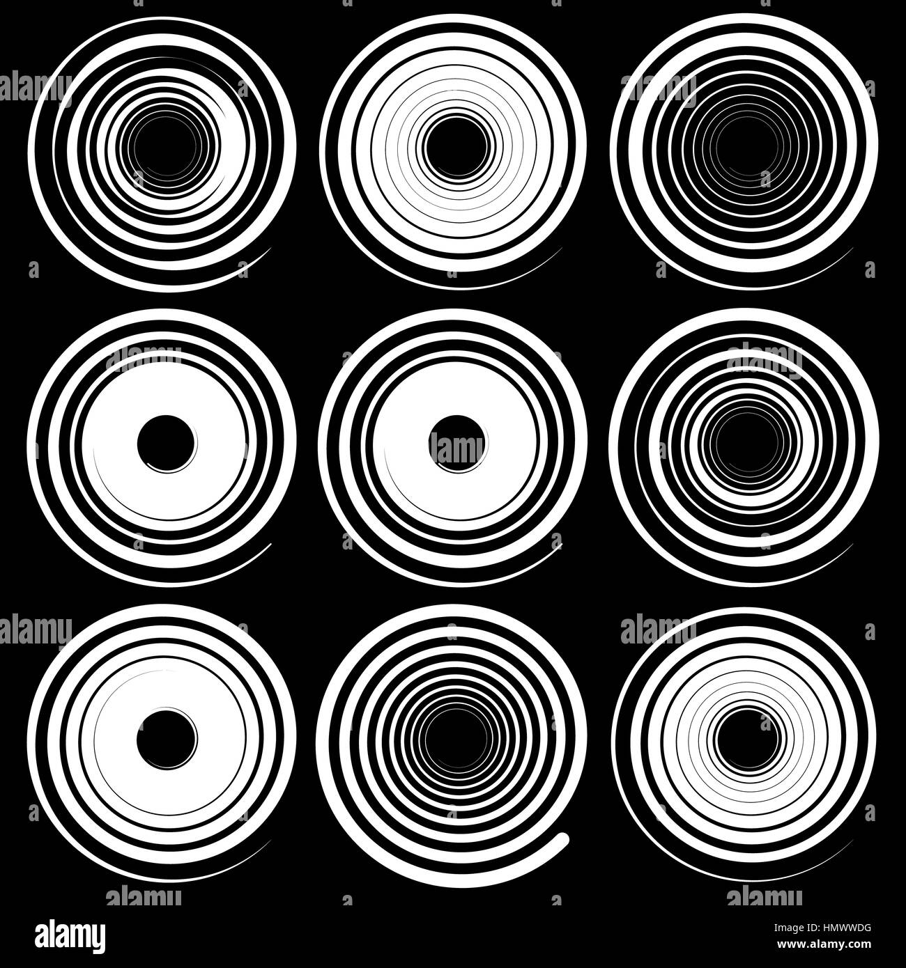 Set of spiral shapes with different contours Stock Photo - Alamy