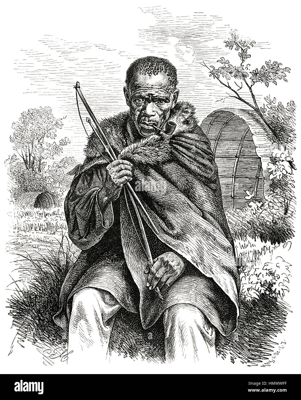 Roviman, Bushman of Cape Colony, Africa, Illustration from the book ...