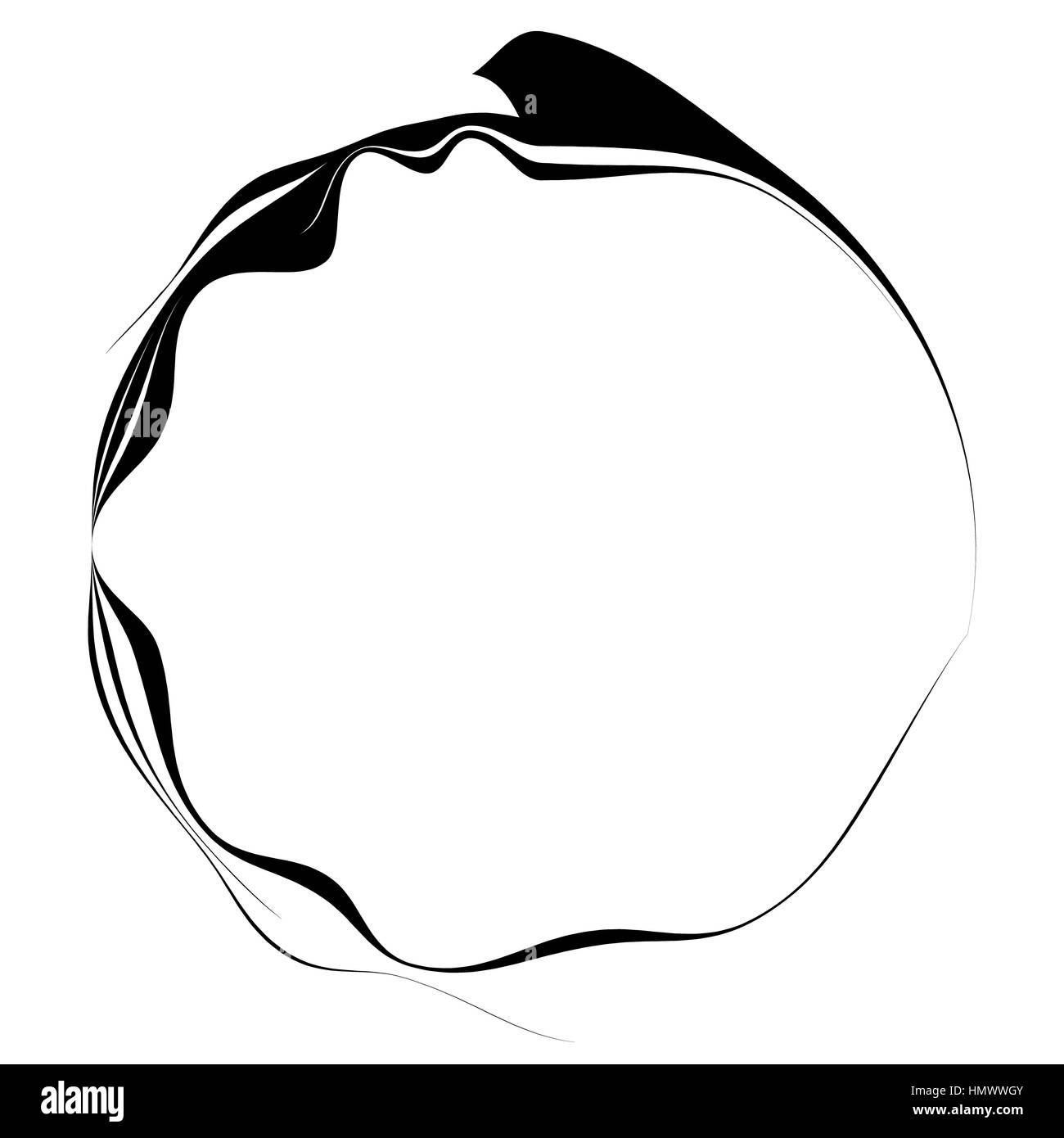 Circle with dynamic swoosh line frame. Monochrome circular element ...