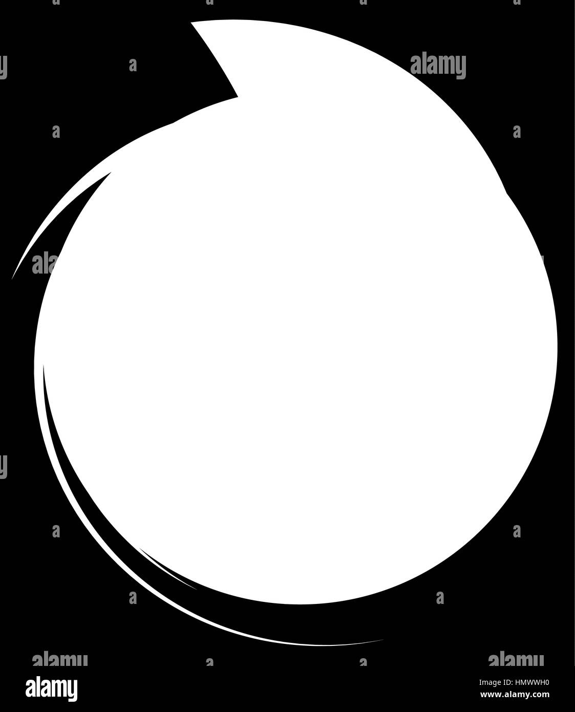 Circle with dynamic swoosh line frame. Monochrome circular element ...
