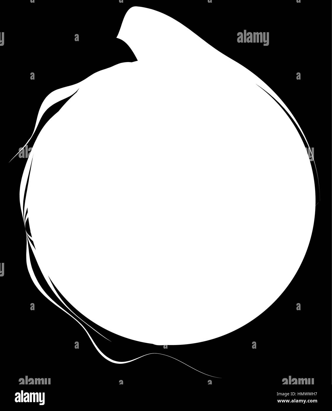 Circle with dynamic swoosh line frame. Monochrome circular element ...