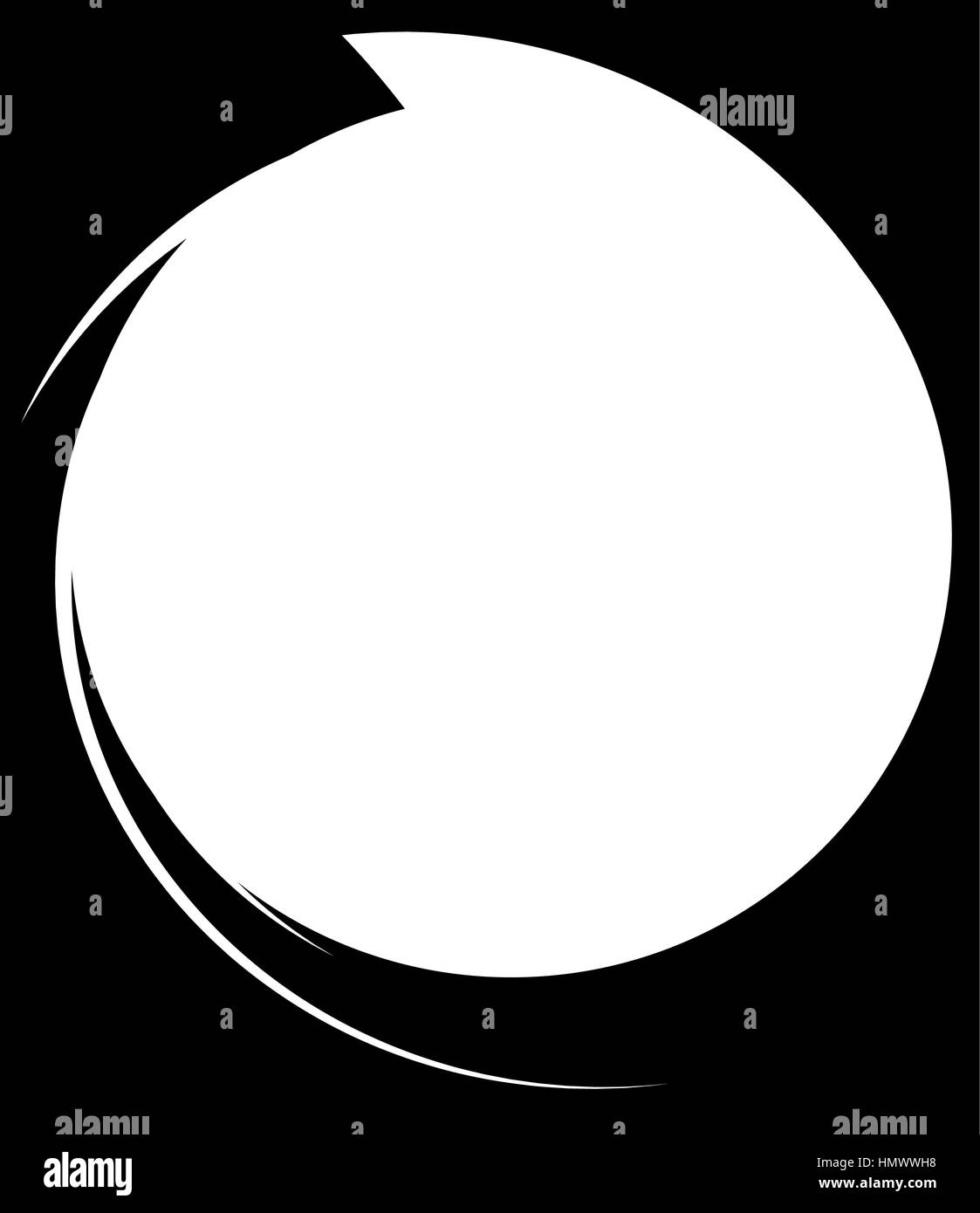 Circle with dynamic swoosh line frame. Monochrome circular element ...
