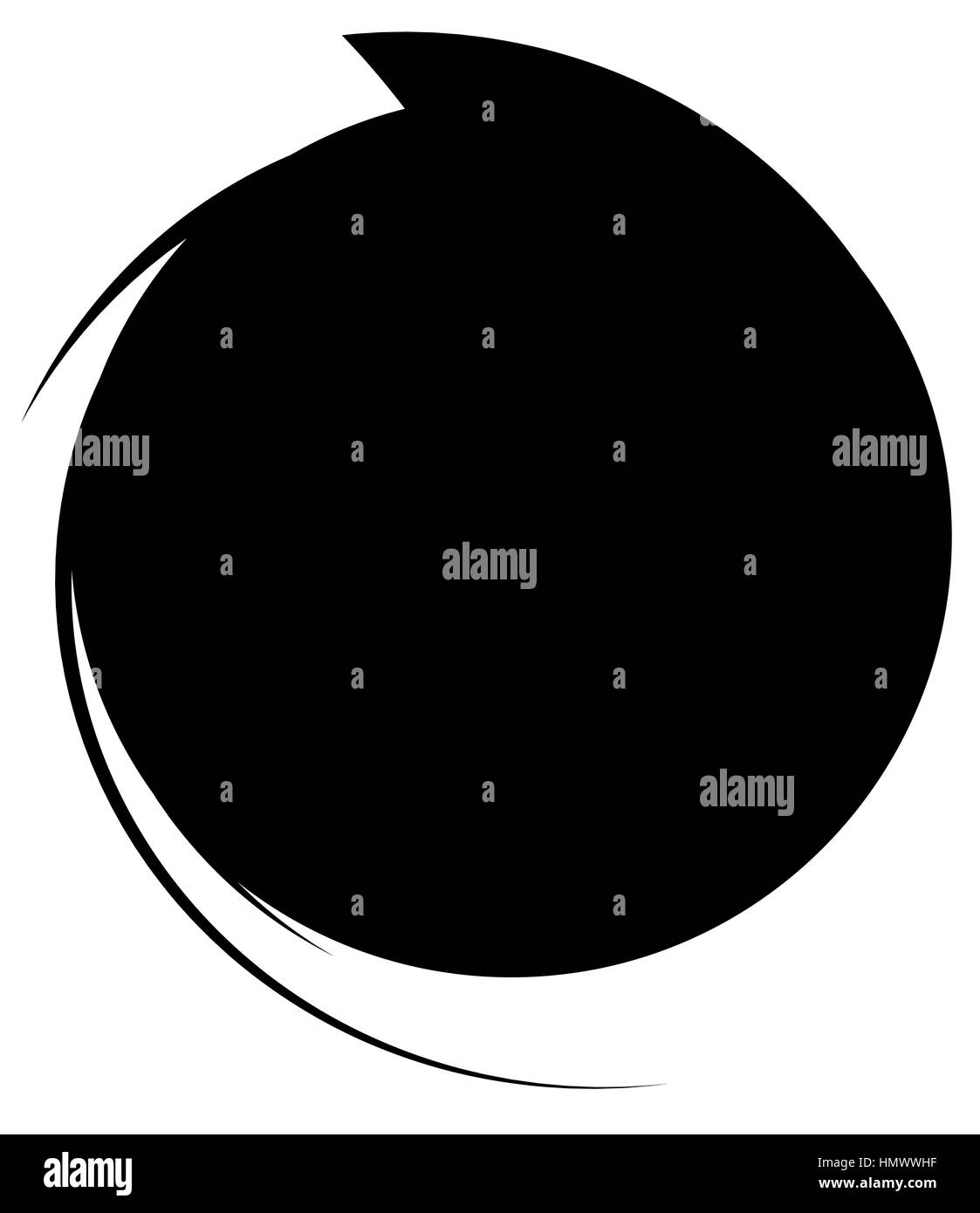 Circle with dynamic swoosh line frame. Monochrome circular element ...