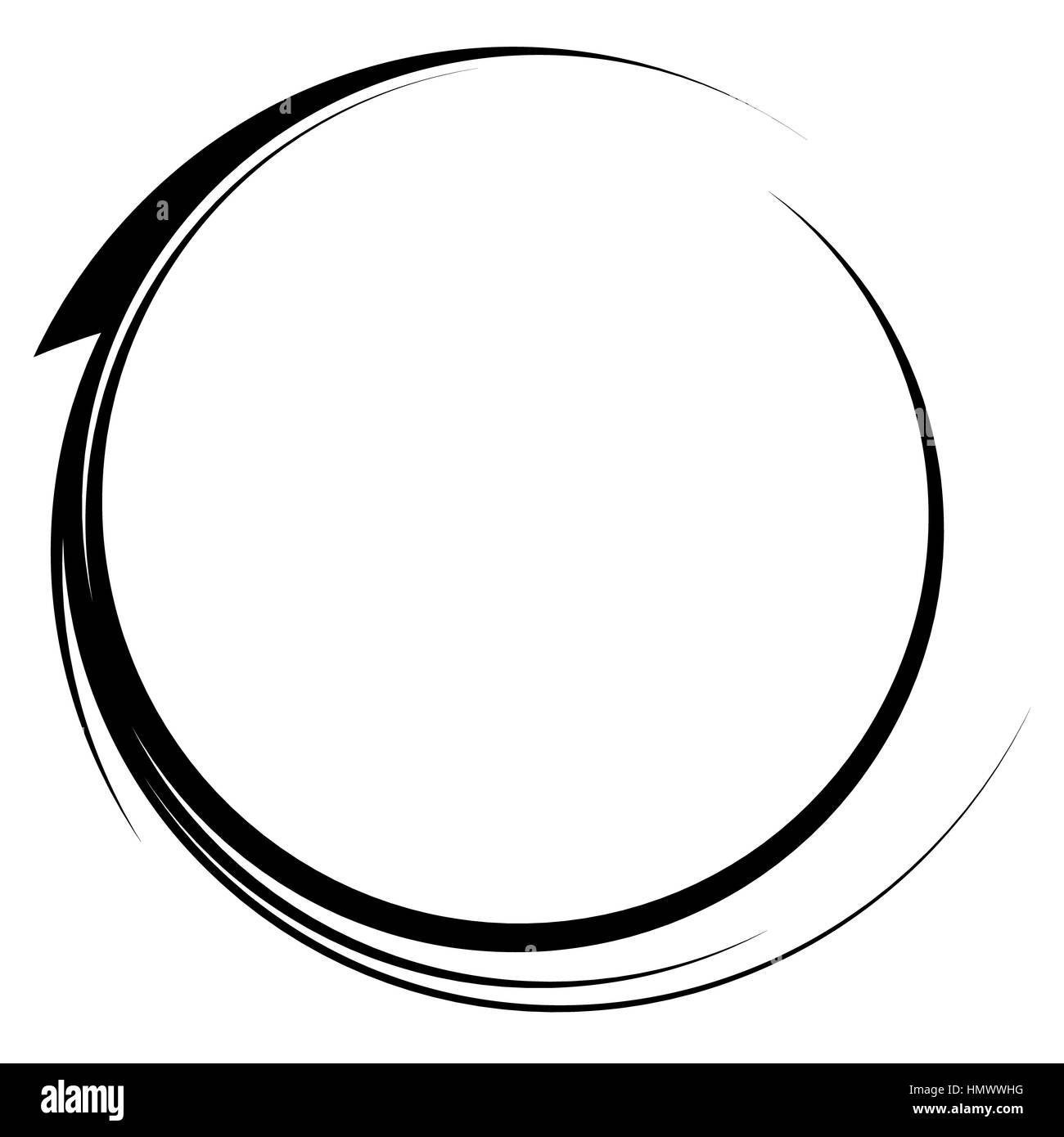 Circle with dynamic swoosh line frame. Monochrome circular element ...