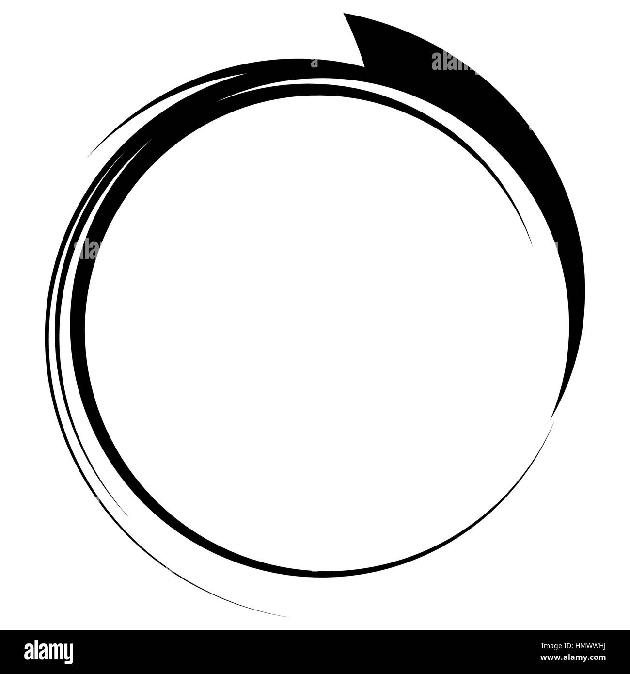 Circle with dynamic swoosh line frame. Monochrome circular element ...