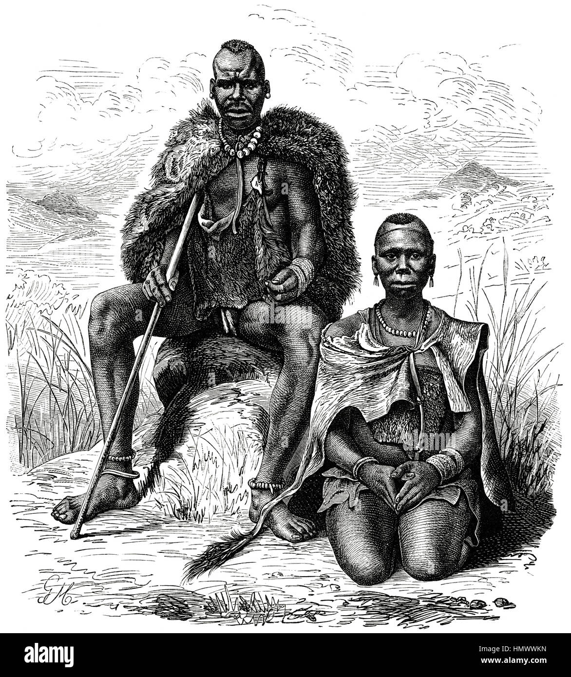 Basuto Chieftain and Girl, Africa, Illustration from the book ...