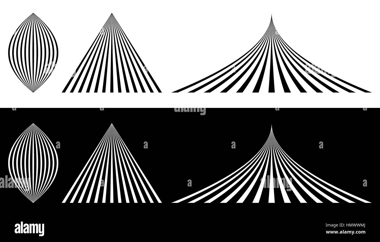 Lined elements - Almond, triangle and bent triangle. Merging ...