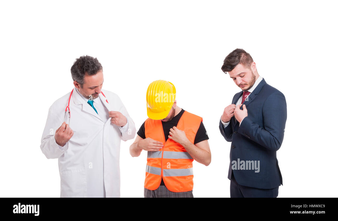 People with different jobs getting ready and dressed for work and ...