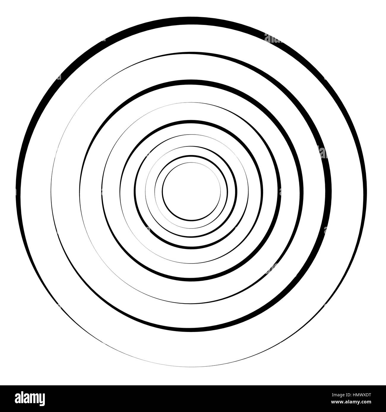 Concentric circles, rings. Geometric spiral, vortex element Stock Photo ...
