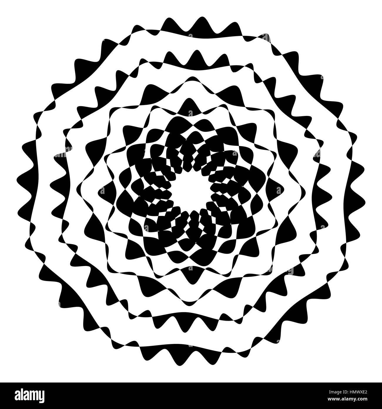 Geometric circle with distorted shapes rotating. Abstract circle ...