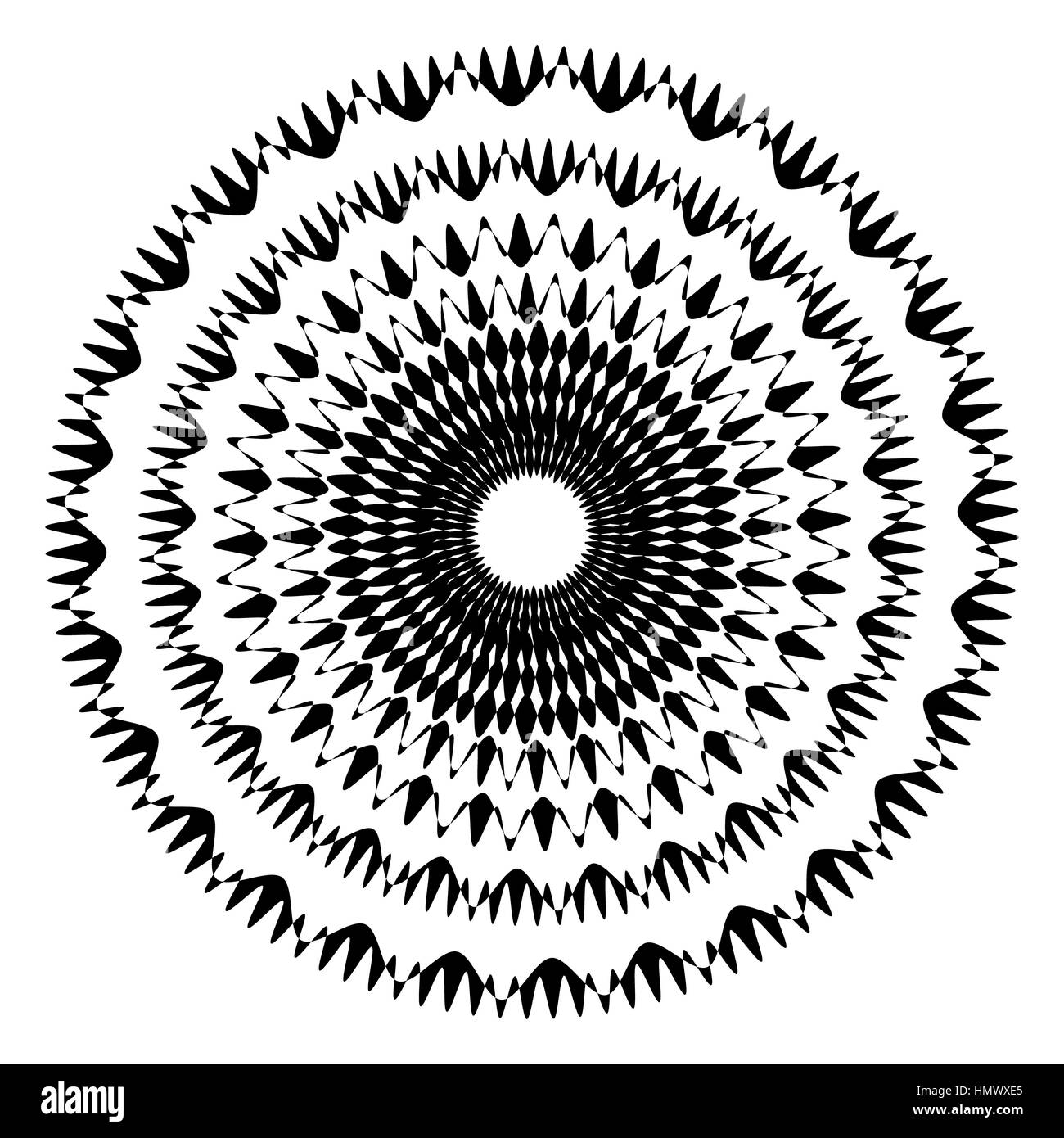 Geometric circle with distorted shapes rotating. Abstract circle ...