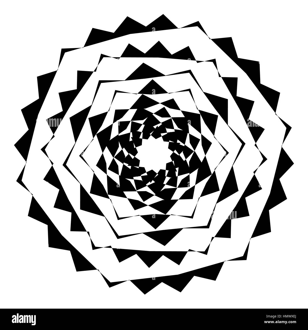 Geometric circle with distorted shapes rotating. Abstract circle ...