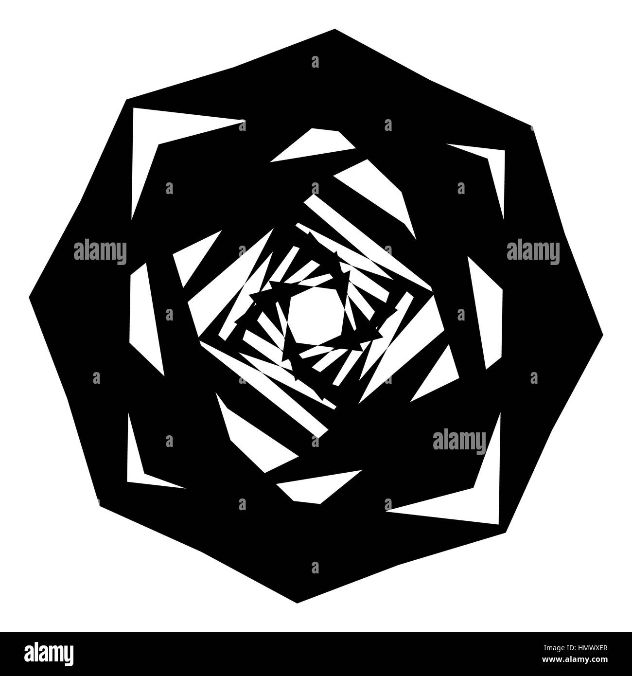 Geometric circle with distorted shapes rotating. Abstract circle ...