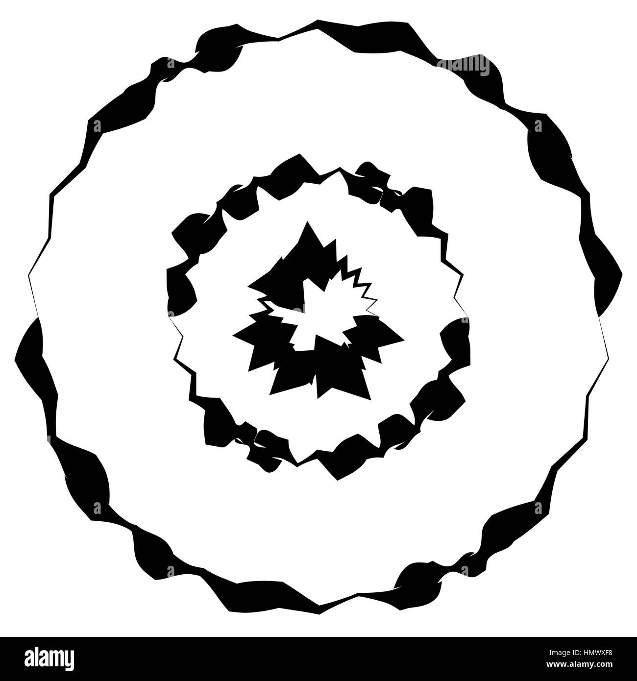 Concentric circles, rings with deformation. Geometric circular element ...