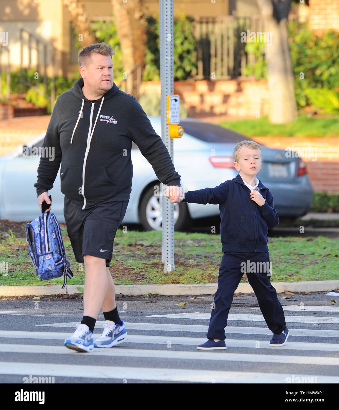 James Corden with his son Max in Brentwood Featuring: James Corden, Max ...