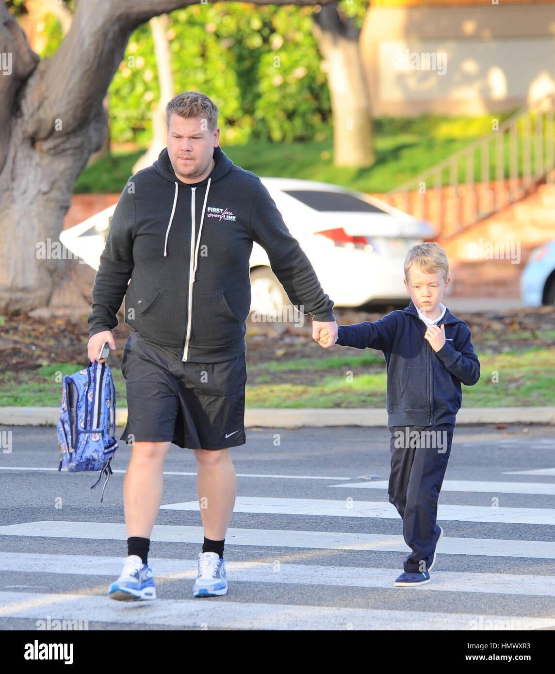 James Corden with his son Max in Brentwood Featuring: James Corden, Max ...