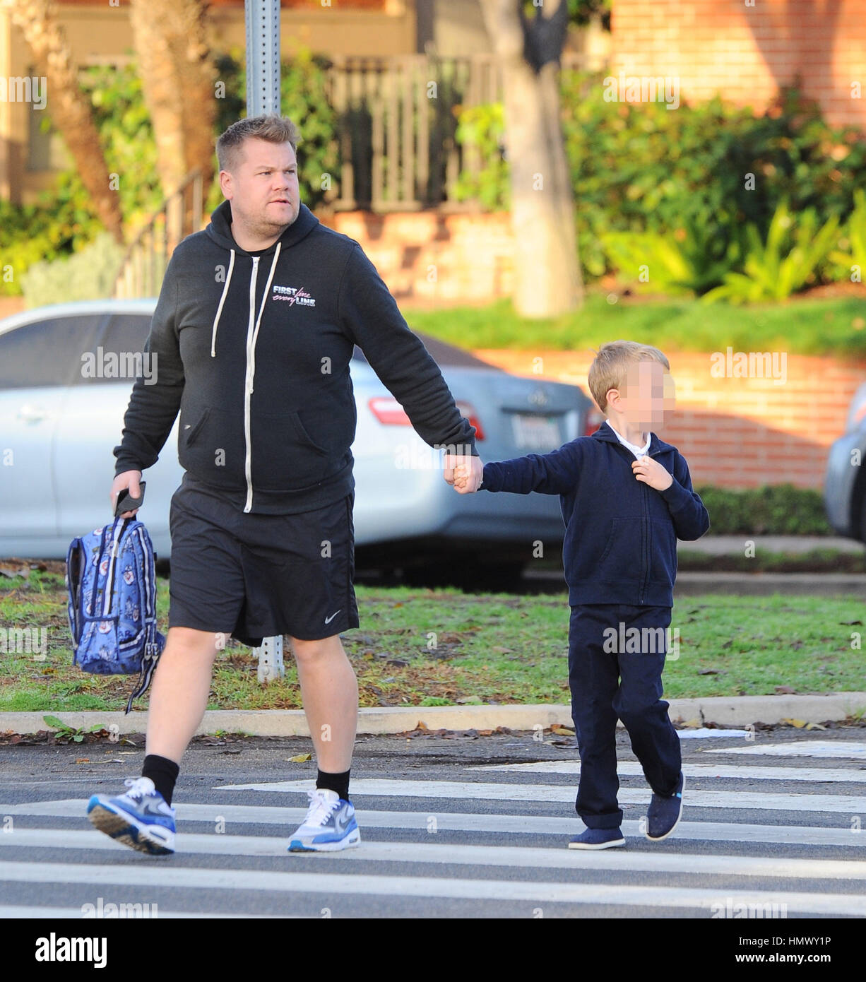 James Corden with his son Max in Brentwood Featuring: James Corden, Max ...