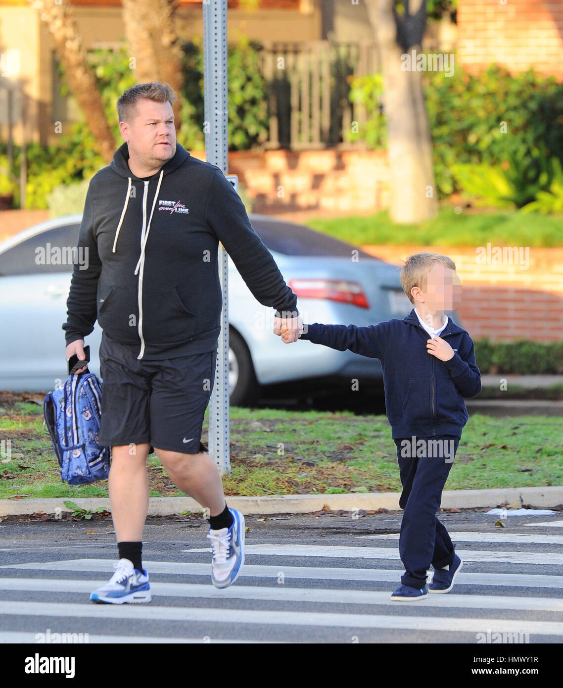 James Corden with his son Max in Brentwood Featuring: James Corden, Max ...