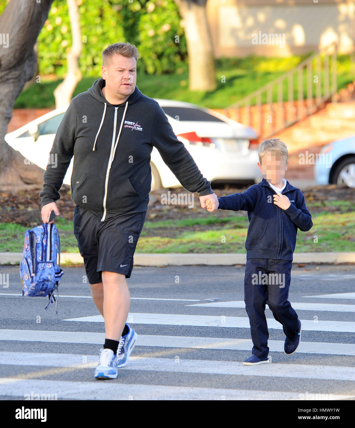 James Corden with his son Max in Brentwood Featuring: James Corden, Max ...