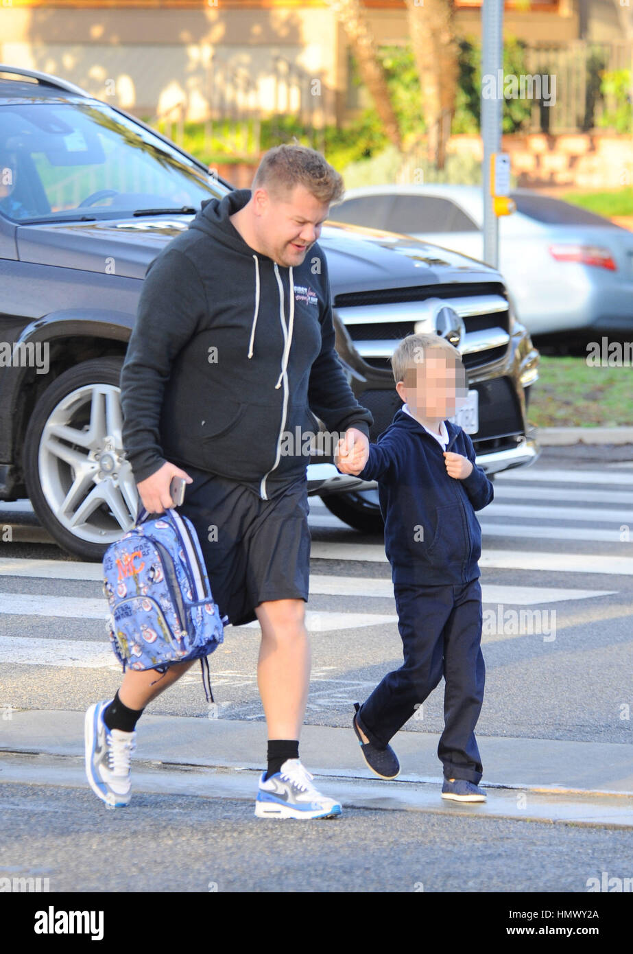 James Corden with his son Max in Brentwood Featuring: James Corden, Max ...