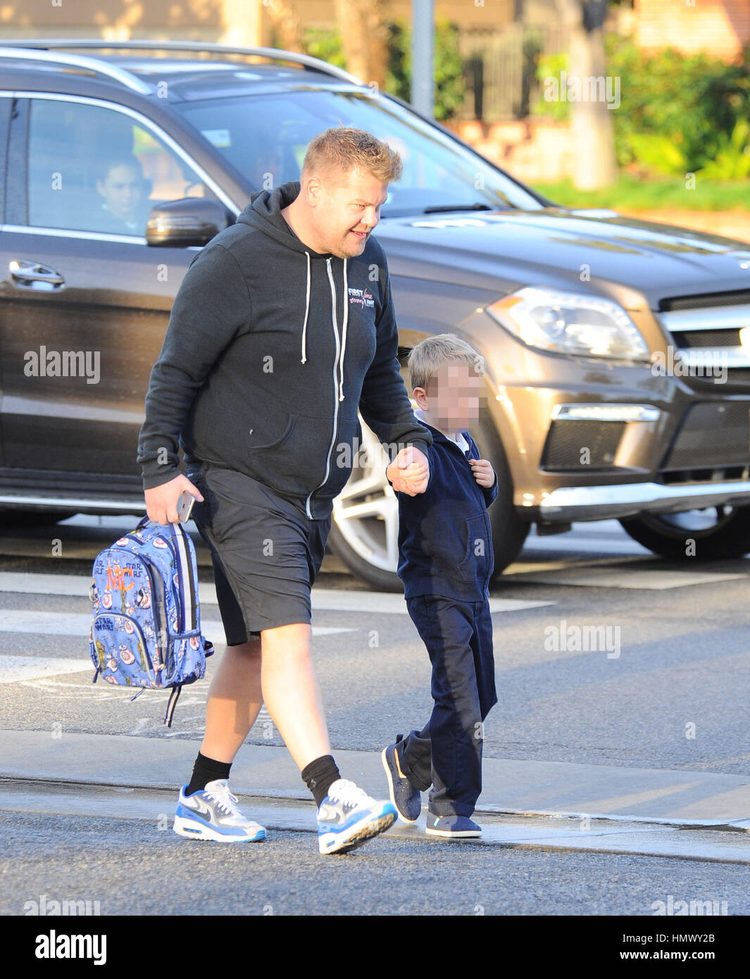 James Corden with his son Max in Brentwood Featuring: James Corden, Max ...