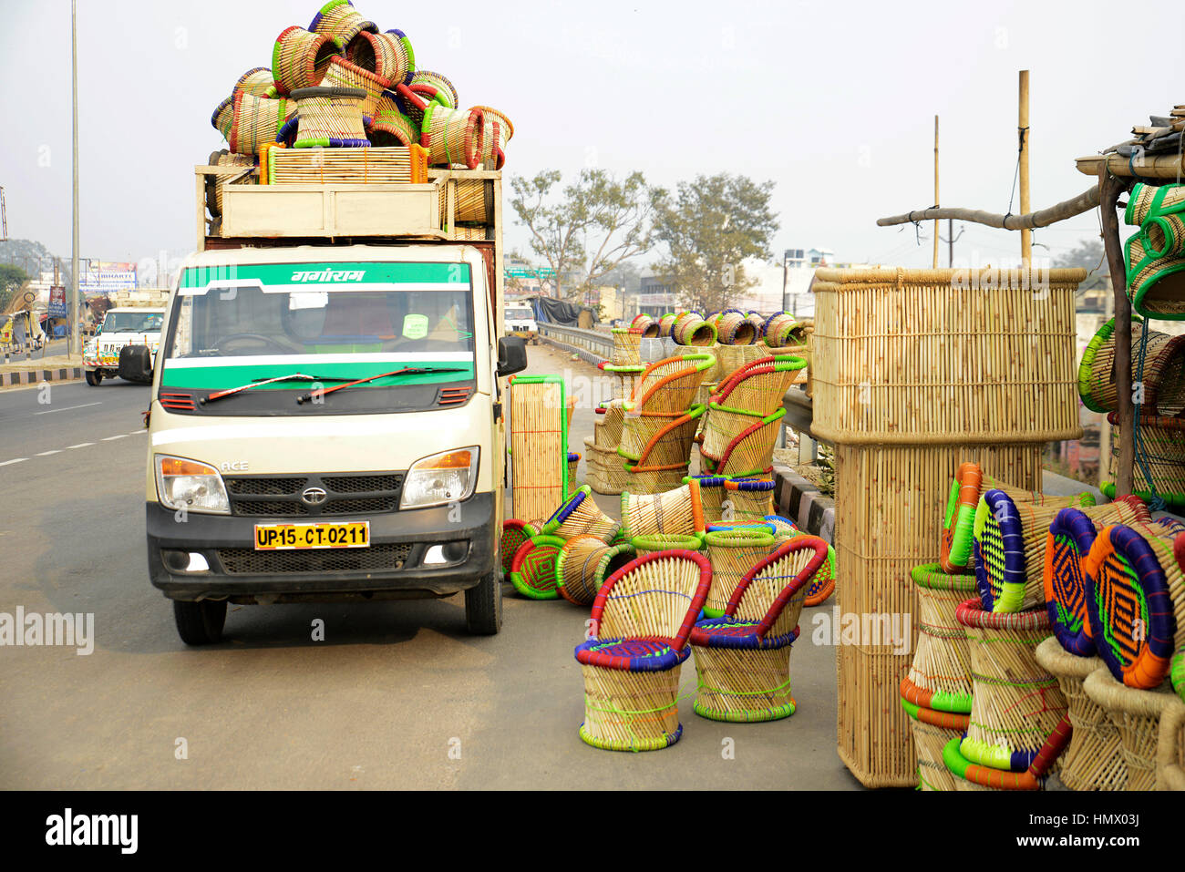 Bamboo Product at Indian Market Stock Photo - Alamy