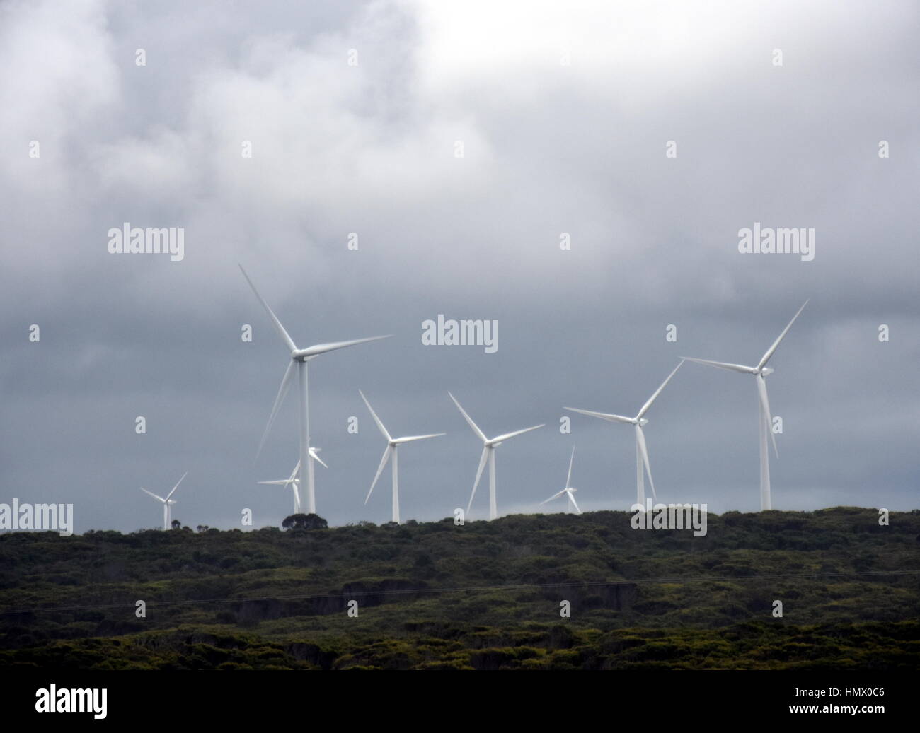 Countryside, view of huge wind turbines windmill at Portland, Victoria ...