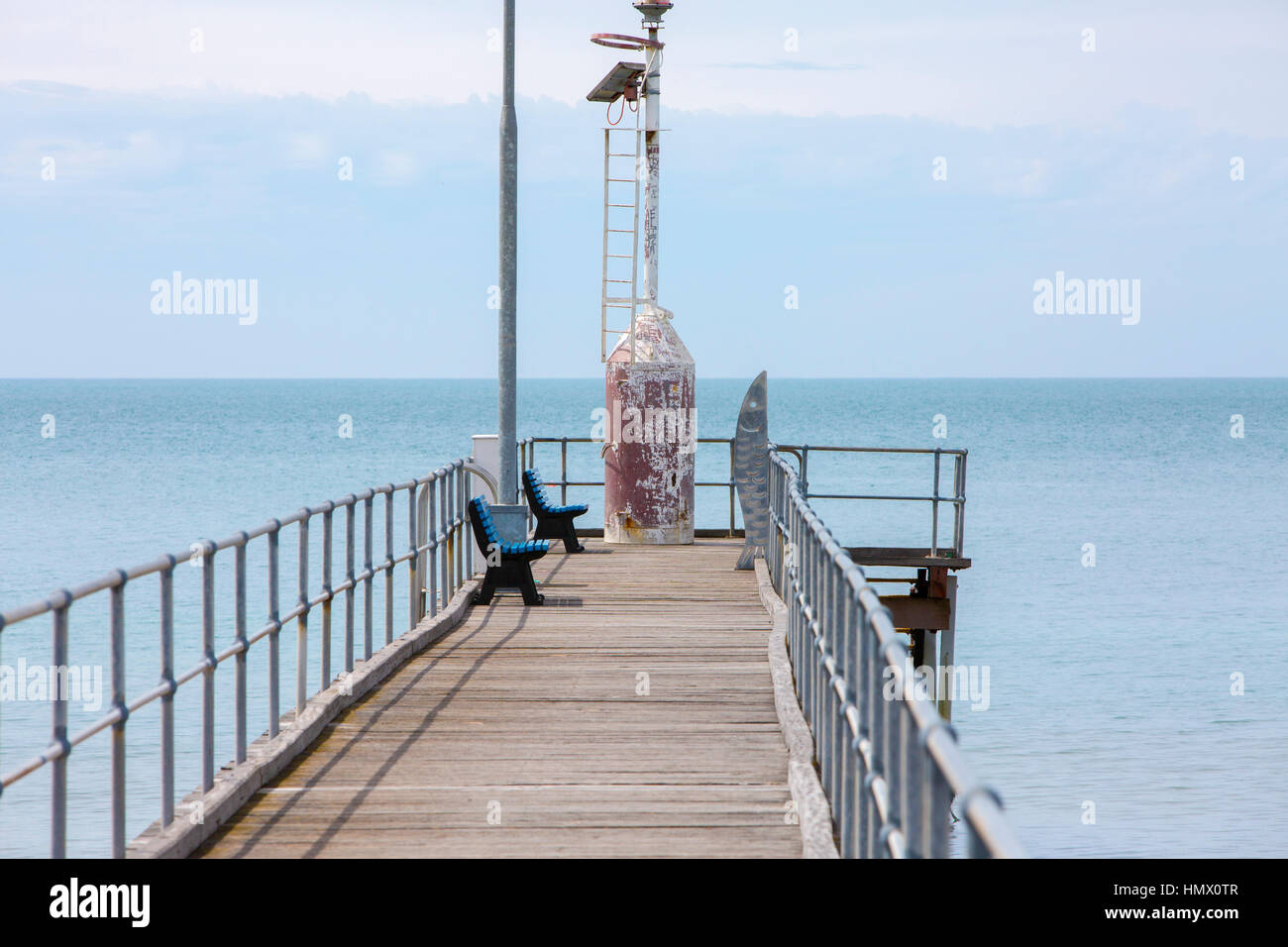 Pier jetty at Emu Bay on the coastline of Kangaroo island in south ...