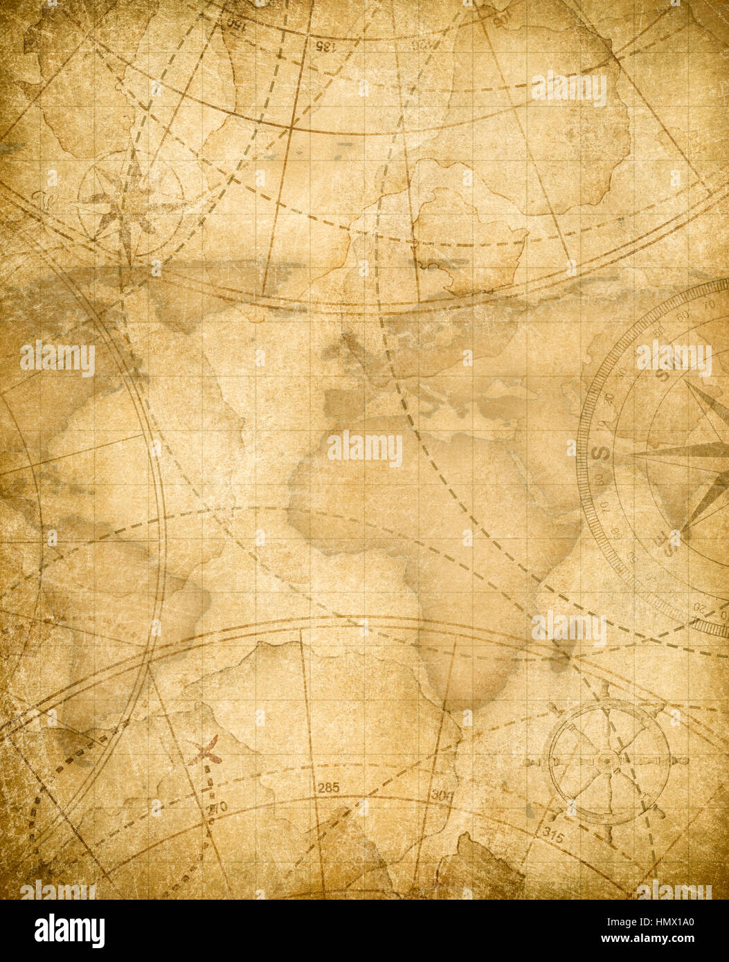 aged treasure map illustration background Stock Photo - Alamy