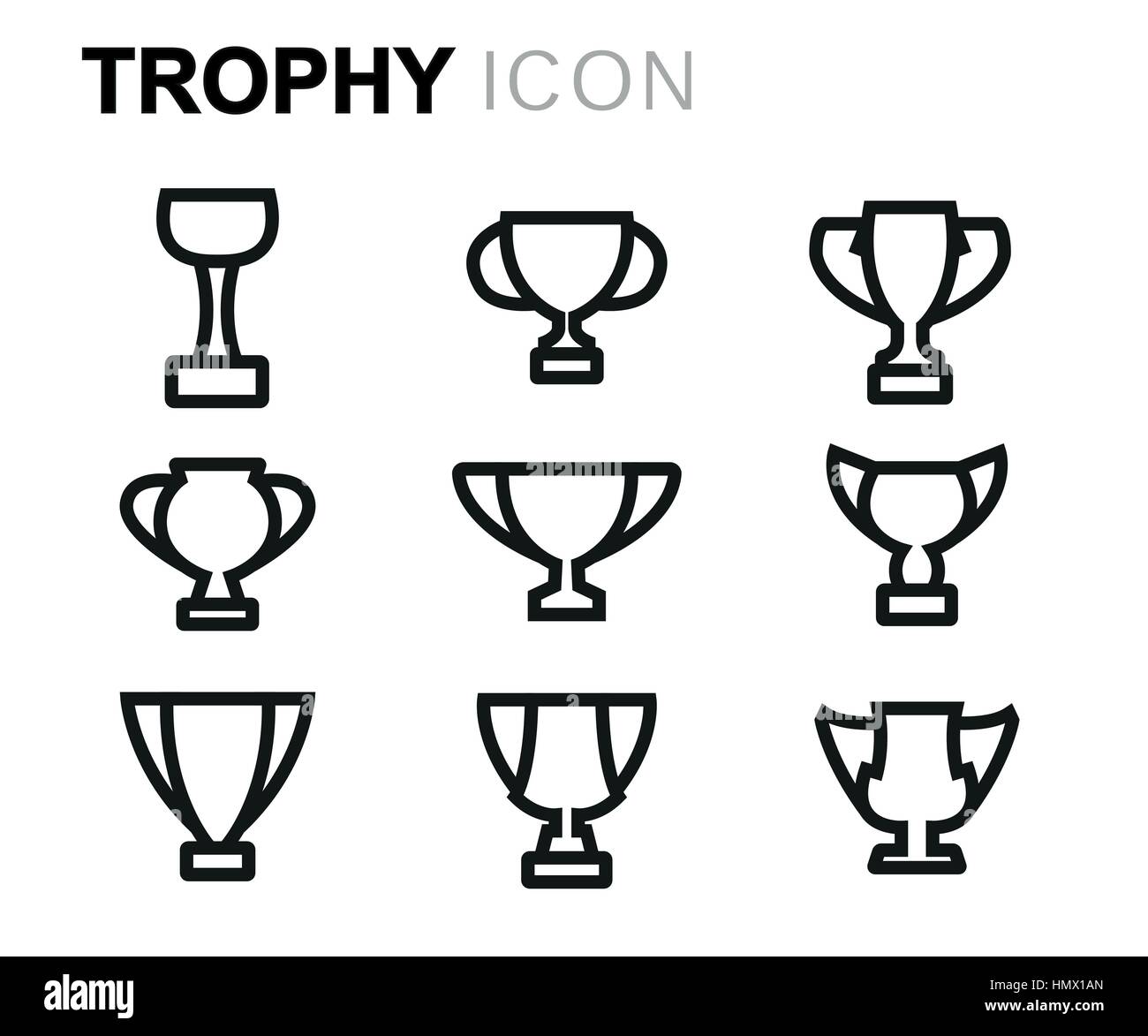 Vector line trophy icons set on white background Stock Vector Image ...