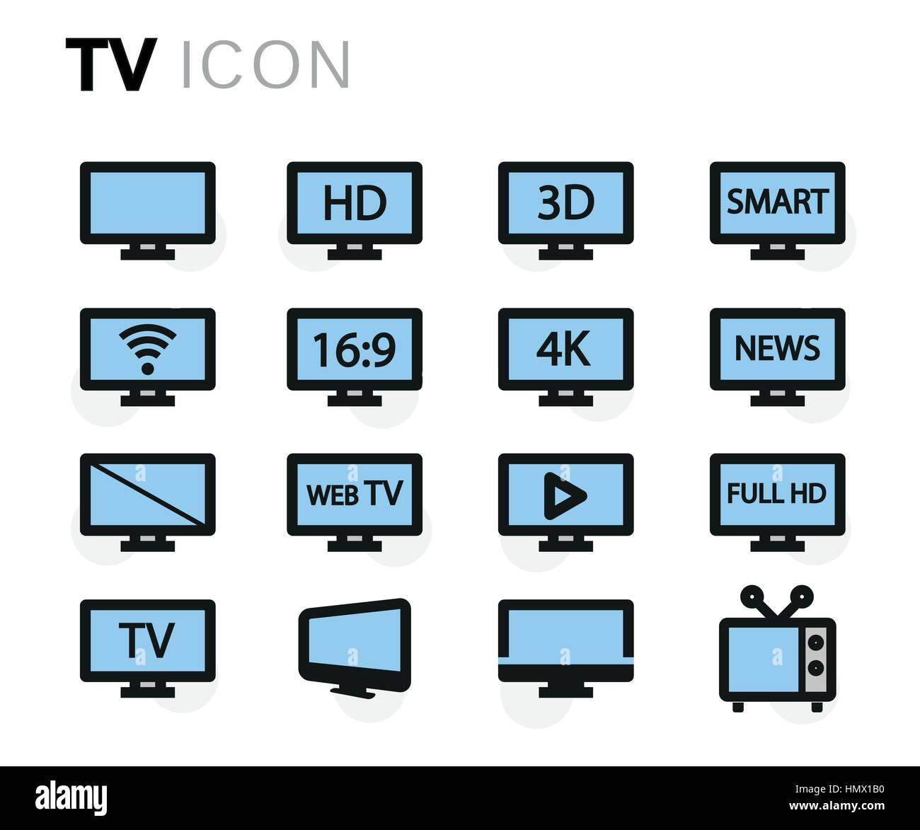 Vector flat tv icons set on white background Stock Vector Image & Art ...