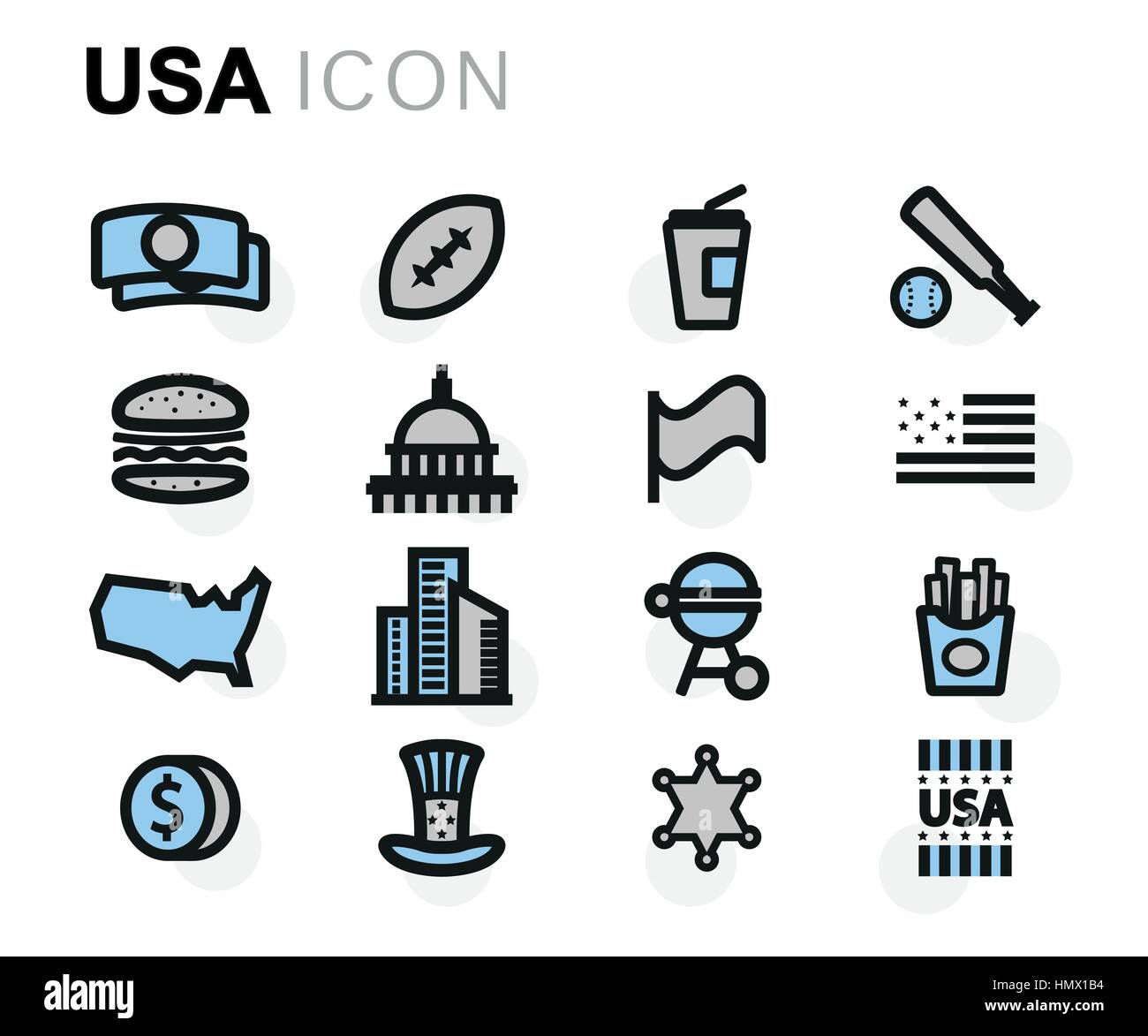 Vector flat usa icons set on white background Stock Vector Image & Art ...