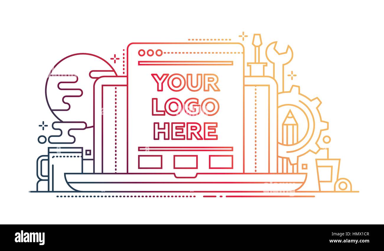 Programming Tools - line design illistration with copyspace for Logo ...