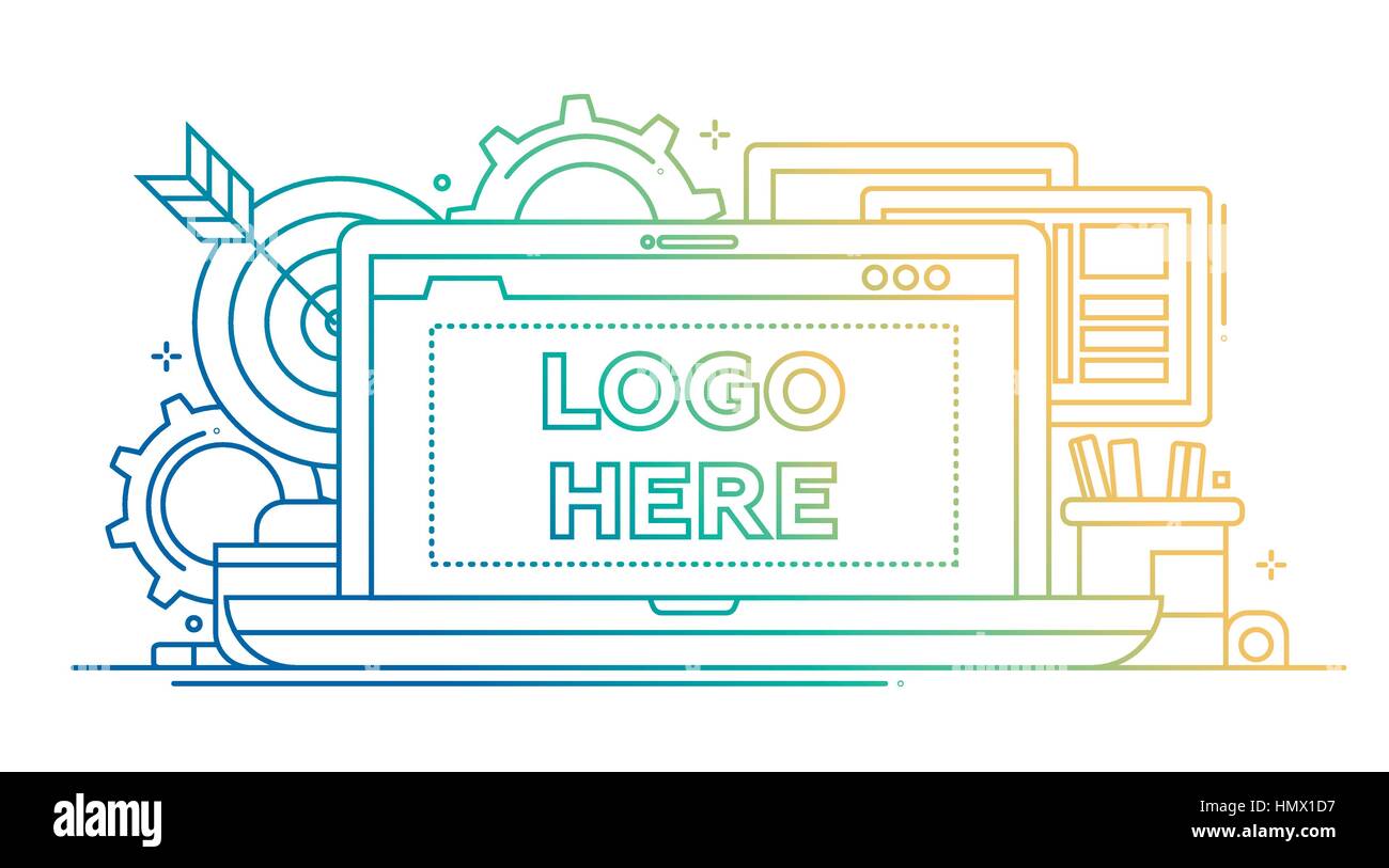 Marketing - line design illustration with copyspace for Logo Stock ...