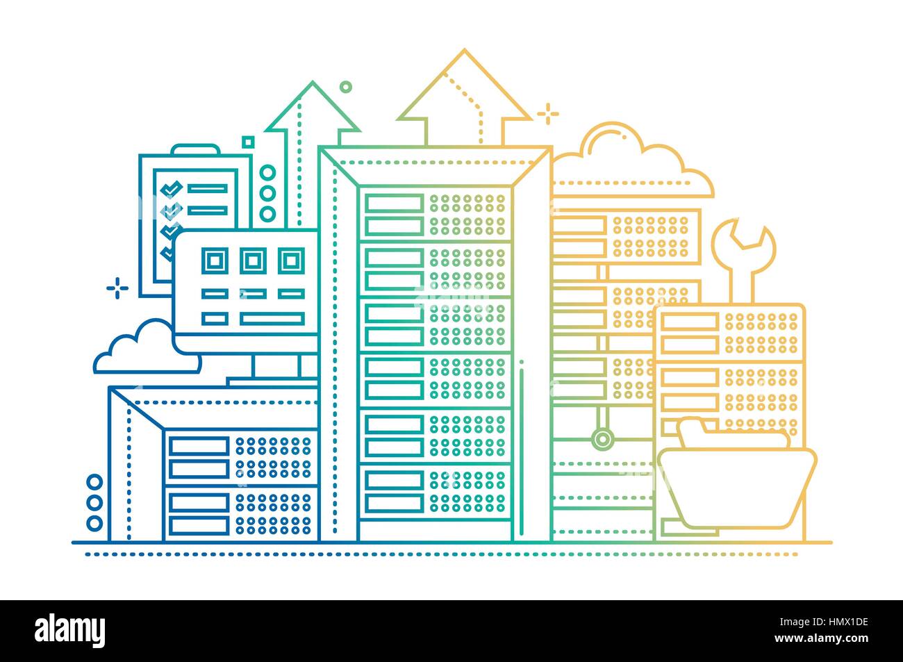 Servers - line design website banner Stock Vector Image & Art - Alamy