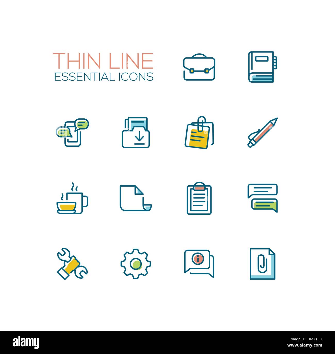 Thin line icons office hi-res stock photography and images - Alamy