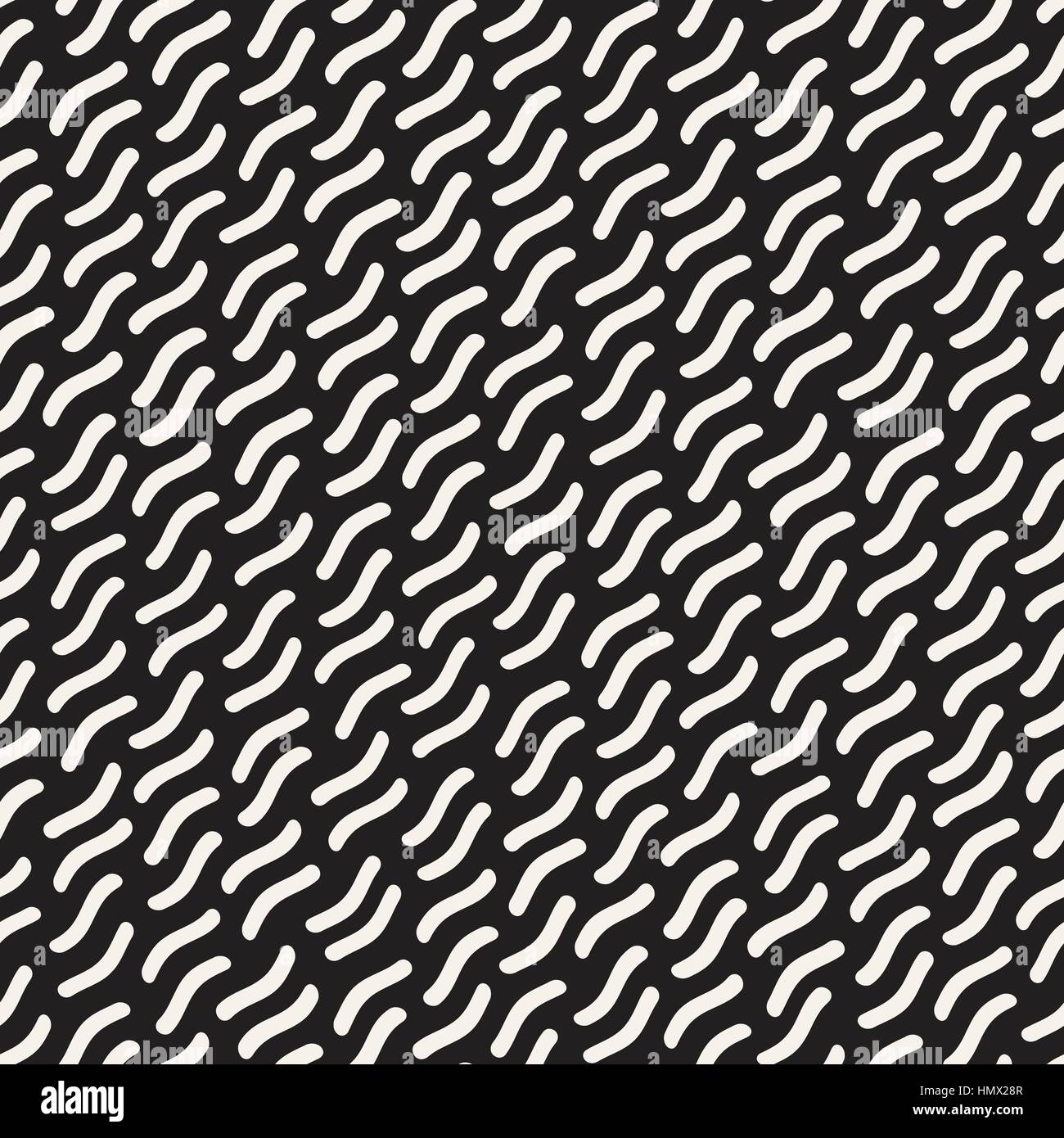 Hand Drawn Scattered Wavy Lines Monochrome Texture. Abstract Freehand ...
