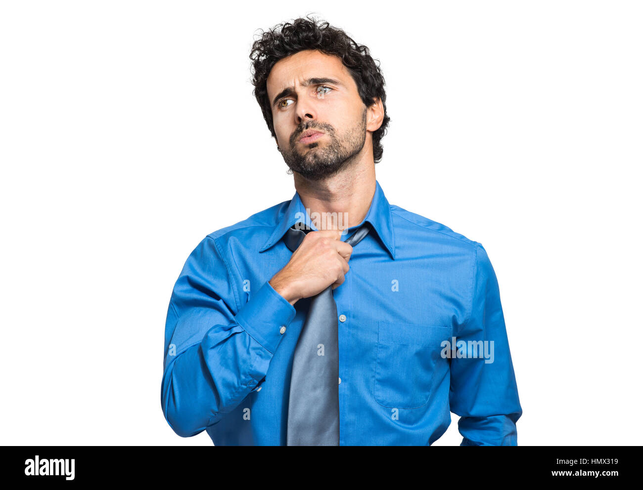 Sweating businessman due to hot climate Stock Photo - Alamy