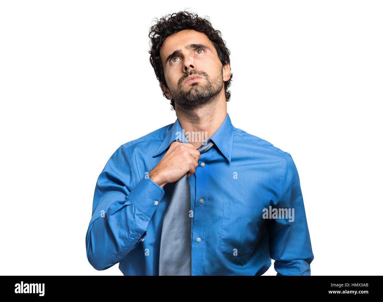 Sweating businessman due to hot climate Stock Photo - Alamy
