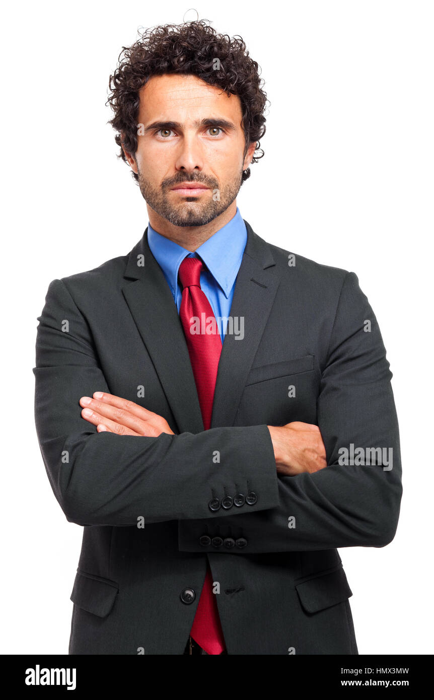 Handsome manager portrait on white background Stock Photo - Alamy