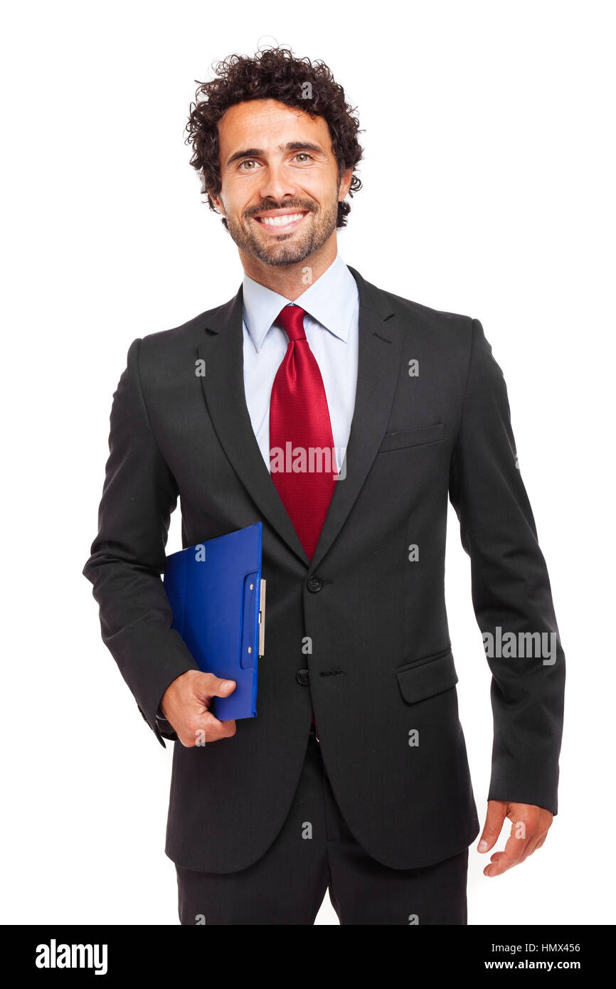 Male manager on white background Stock Photo - Alamy