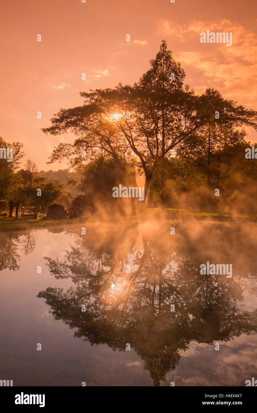 the hot springs in the nationalpark of Chae Son or Jaesorn north of the ...