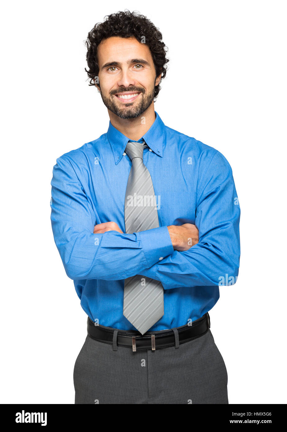 Smiling businessman portrait on white background Stock Photo - Alamy